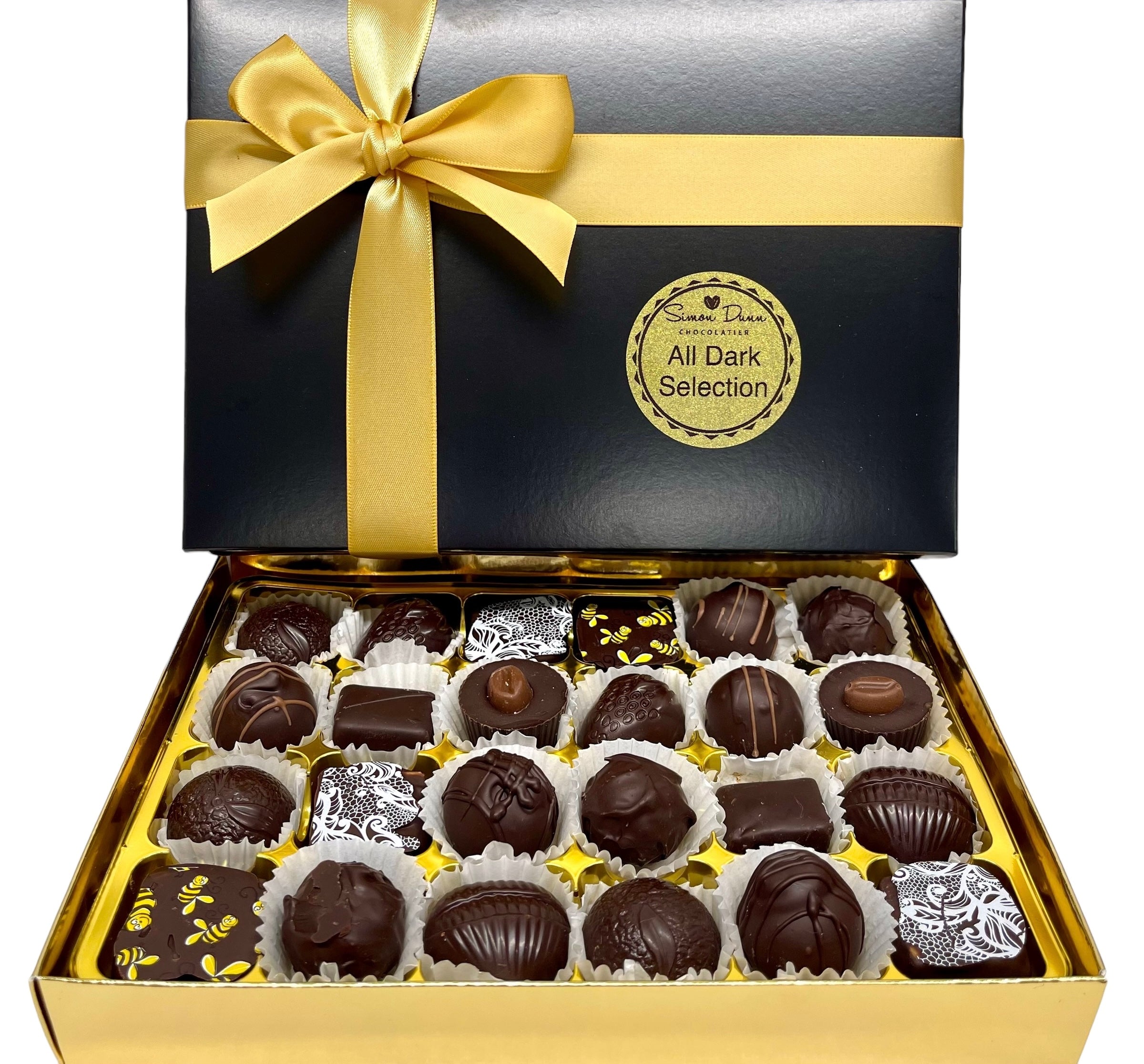 Luxury box of handmade dark chocolate truffles (contains 24 chocolates ...